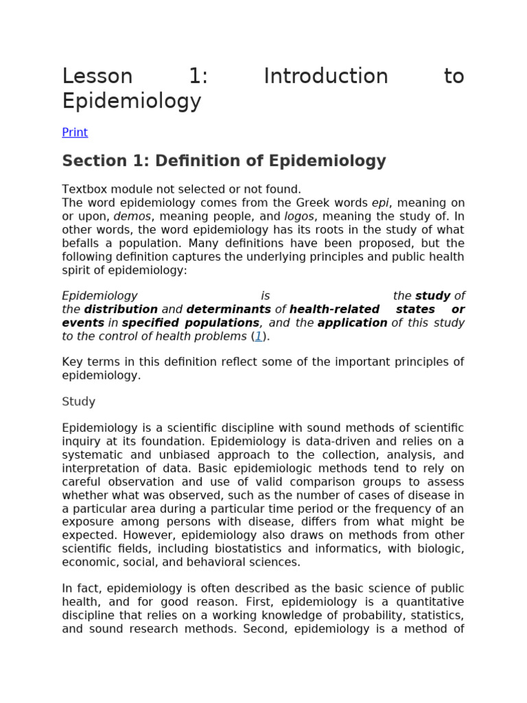 Lesson 1 | PDF | Epidemiology | Infection