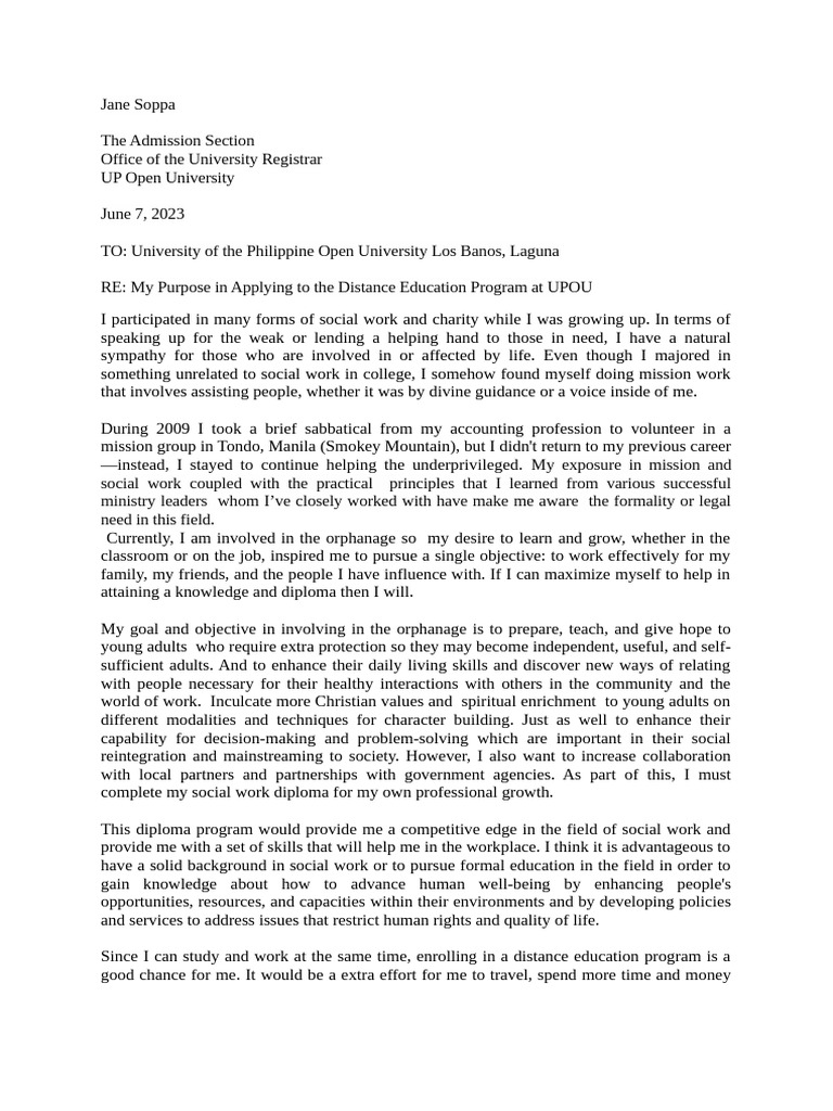 Essay Distance Education Program | PDF | Distance Education | Cognition