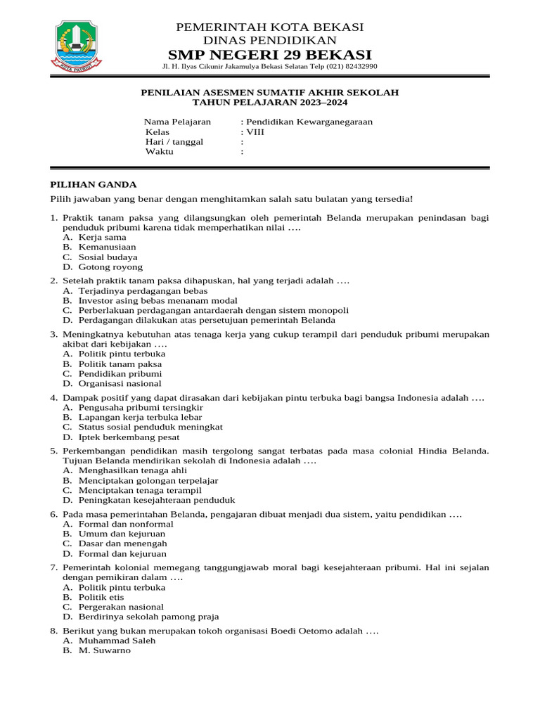 Soal Pas PKN Kelas 8 | PDF | Politik