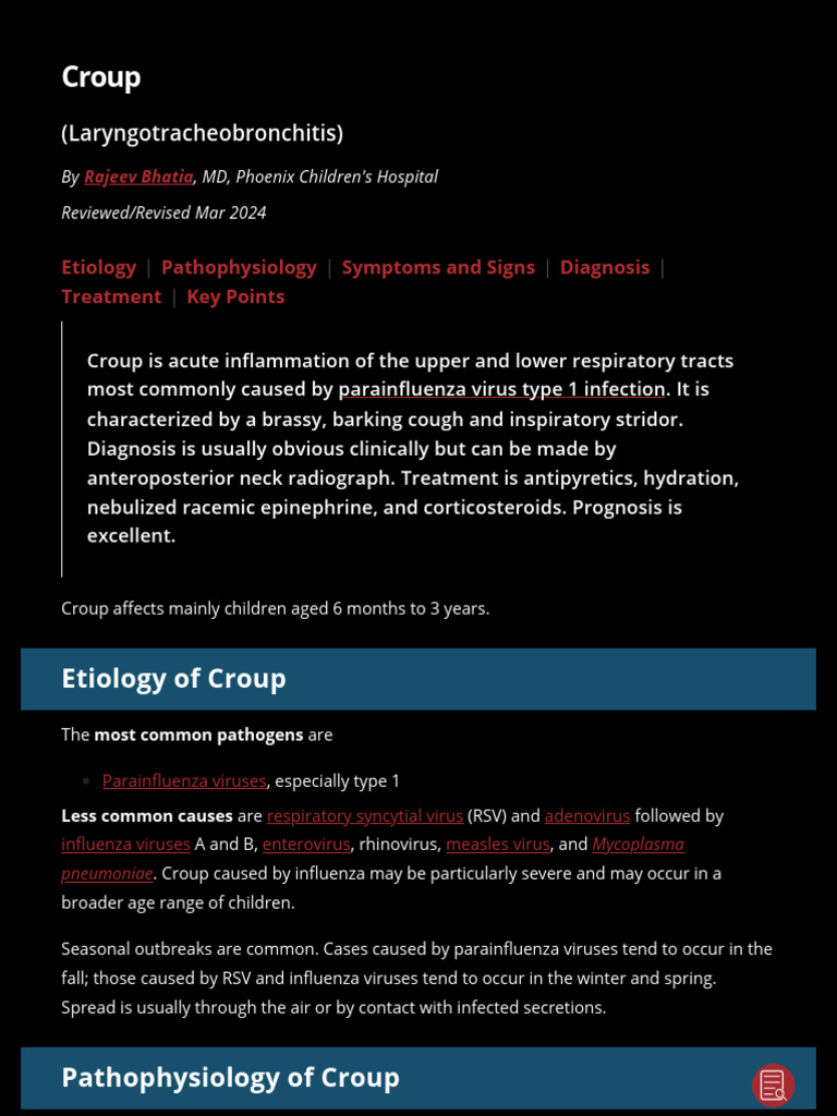 CROUP | PDF | Medicine | Diseases And Disorders