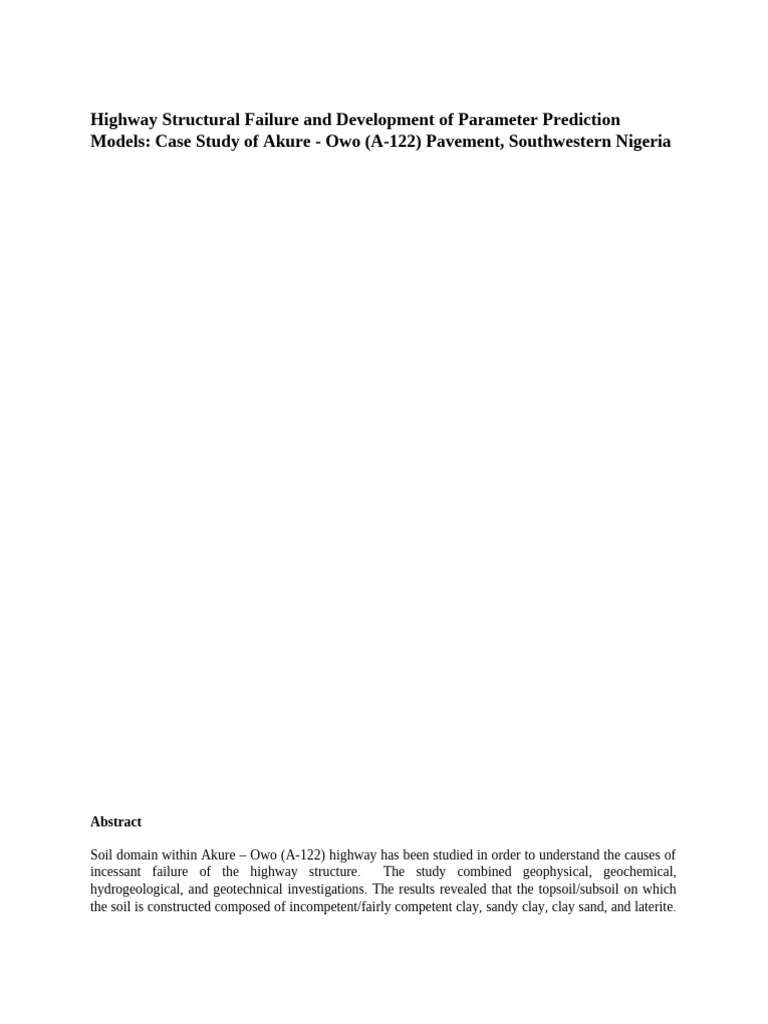 Highway Structural Failure and Development of Parameter Prediction ... Highway Structural Failure and Development of Parameter Prediction ...
