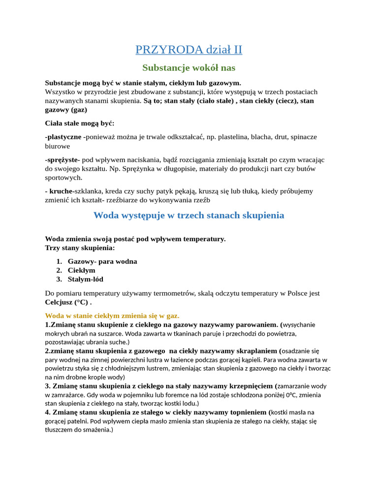 PRZYRODA Dział II | PDF