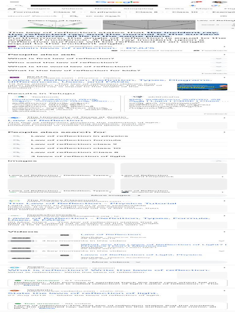 Law of Reflection - Google Search | PDF | Reflection (Physics) | Mirror