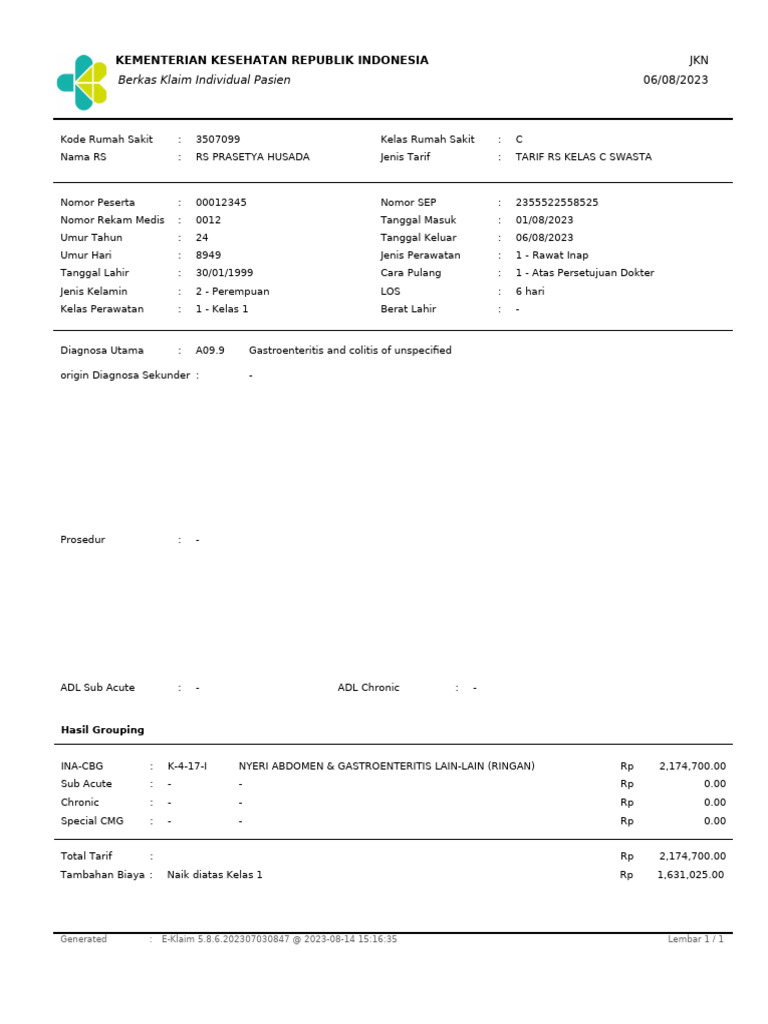 Klaim Pasien Kelas VIP RS Prasetya | PDF