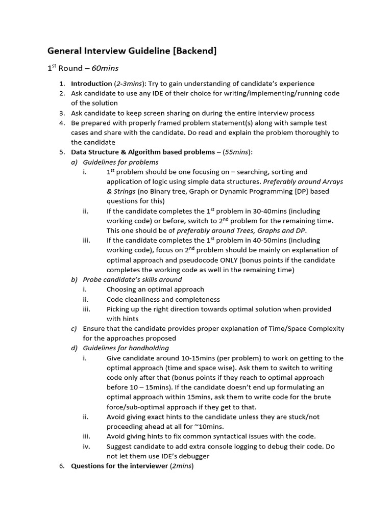 General Interview Guideline | PDF | Dynamic Programming | Computer ...