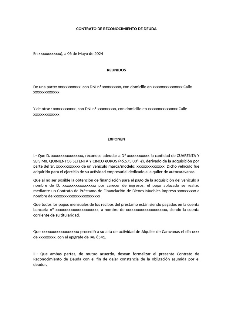 Reconocimiento de Deuda Familiar | PDF | Pagos