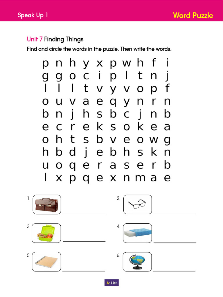 SU - SB1 - U7 - Word Puzzle | PDF | Language Arts & Discipline