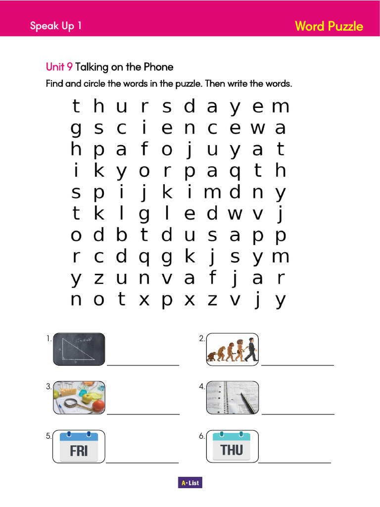 SU - SB1 - U9 - Word Puzzle | PDF | Language Arts & Discipline