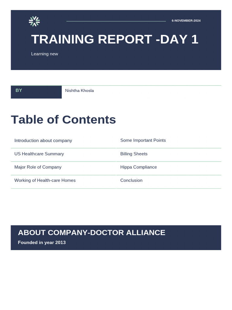 Day1 Training Report | PDF | Health Insurance Portability And ...