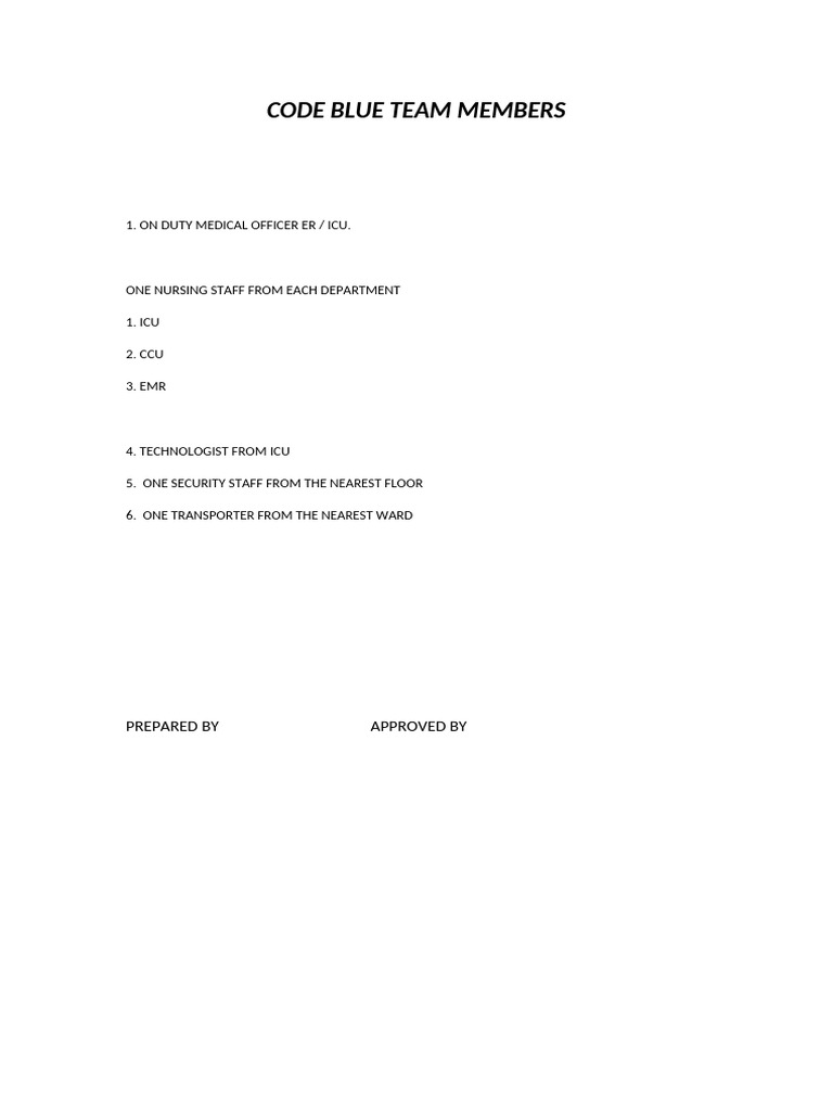 Code Blue Team Members | PDF