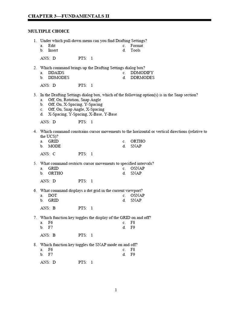 AutoCAD Chapter 3 Questions | PDF | Software