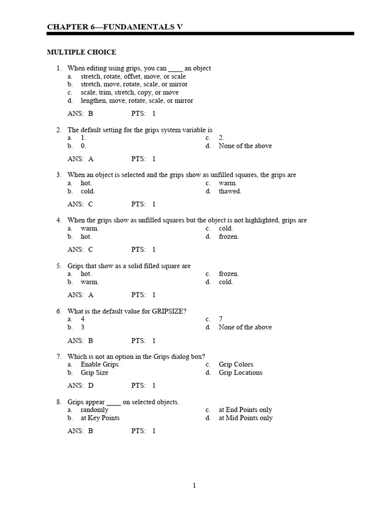 AutoCAD Chapter 6 Questions | PDF