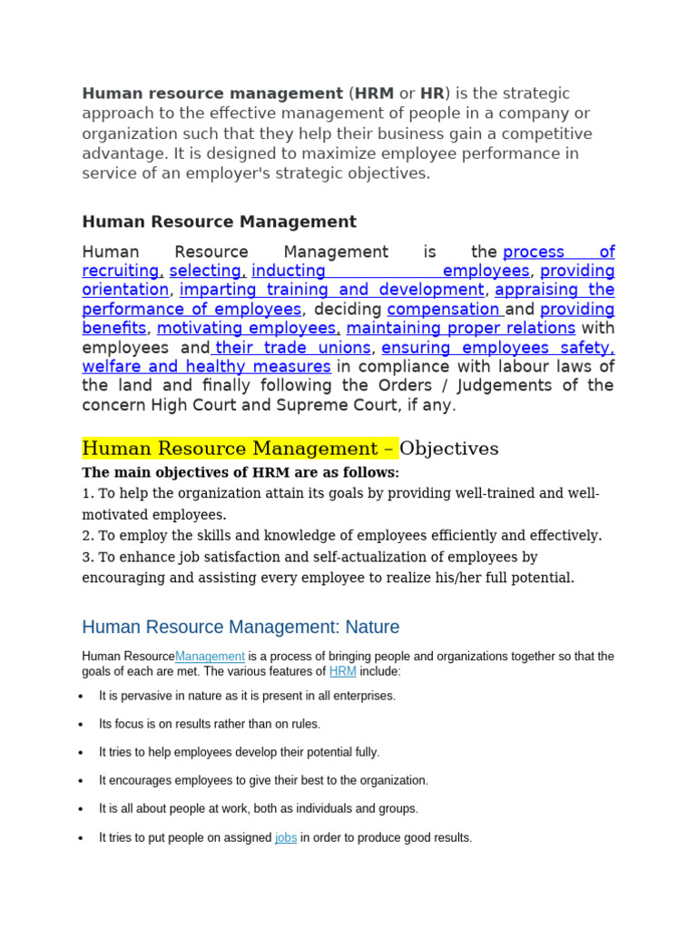 HRM Introduction | PDF | Human Resource Management | Employment