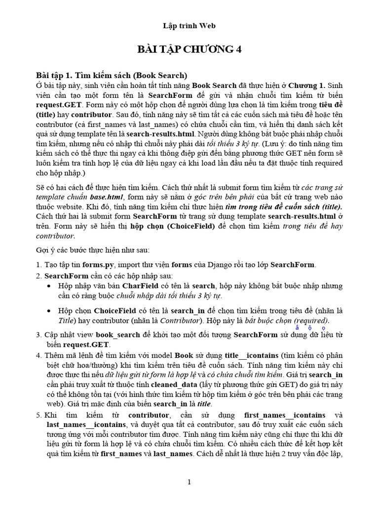 LTW - Bai Tap - Chuong 4 | PDF