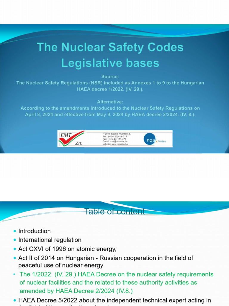 Hungarian Nuclear Safety Regulations | PDF | Nuclear Power | Nuclear Safety And Security