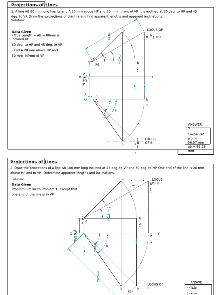 Projection-Of-Lines Problems | PDF | Geometry | Euclidean Geometry