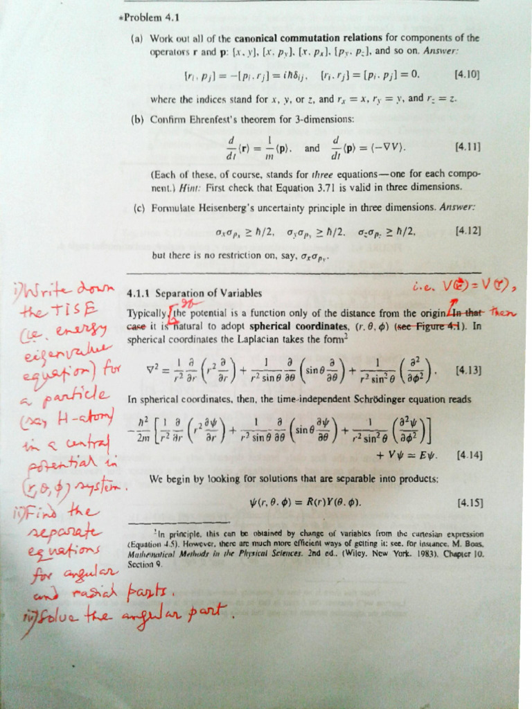 Particle in Central Potential - H-Atom | PDF