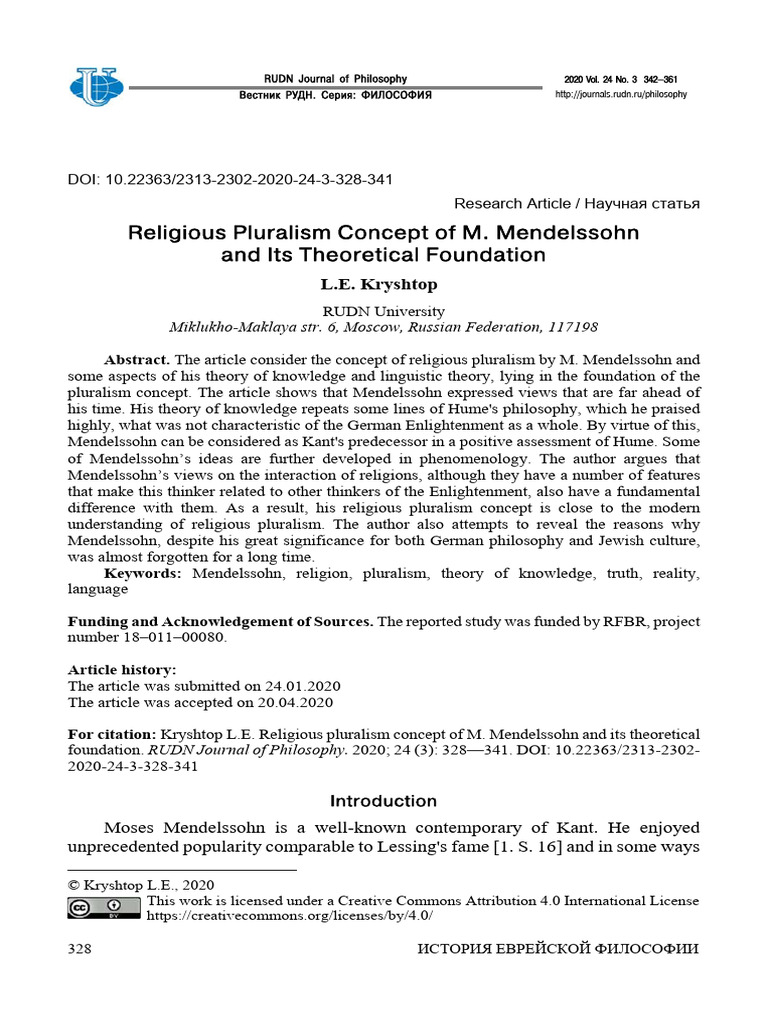 MENDELSSOHN THOUGHT Religious - Pluralism - Concept - of - M - Mendels | PDF | Reality | Truth