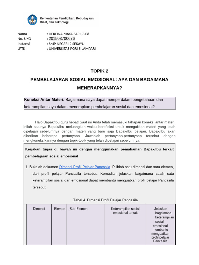 PSE - Topik 2 - Koneksi Antar Materi | PDF | Karier & Perkembangan | Kesehatan Holistik