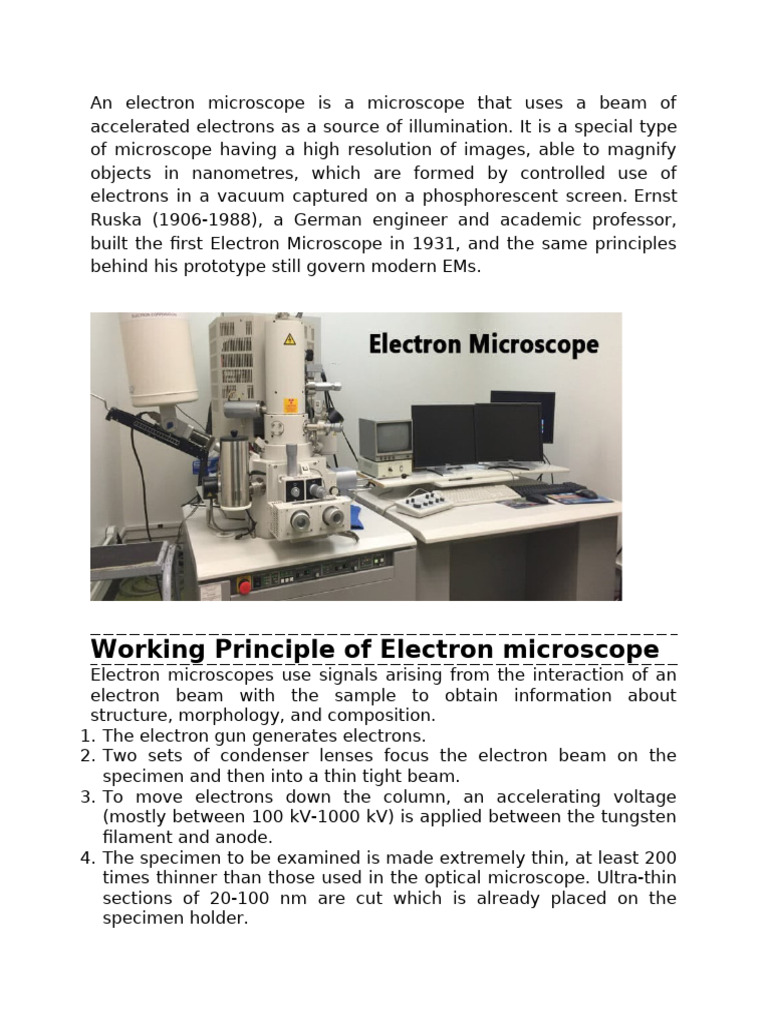 U1 Electron Microscope Mic | PDF | Scanning Electron Microscope ...
