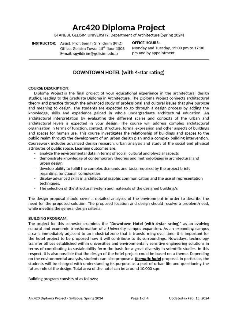 Arc420 Diploma Project Spring 2024 Syllabus Rev00 | PDF | Design