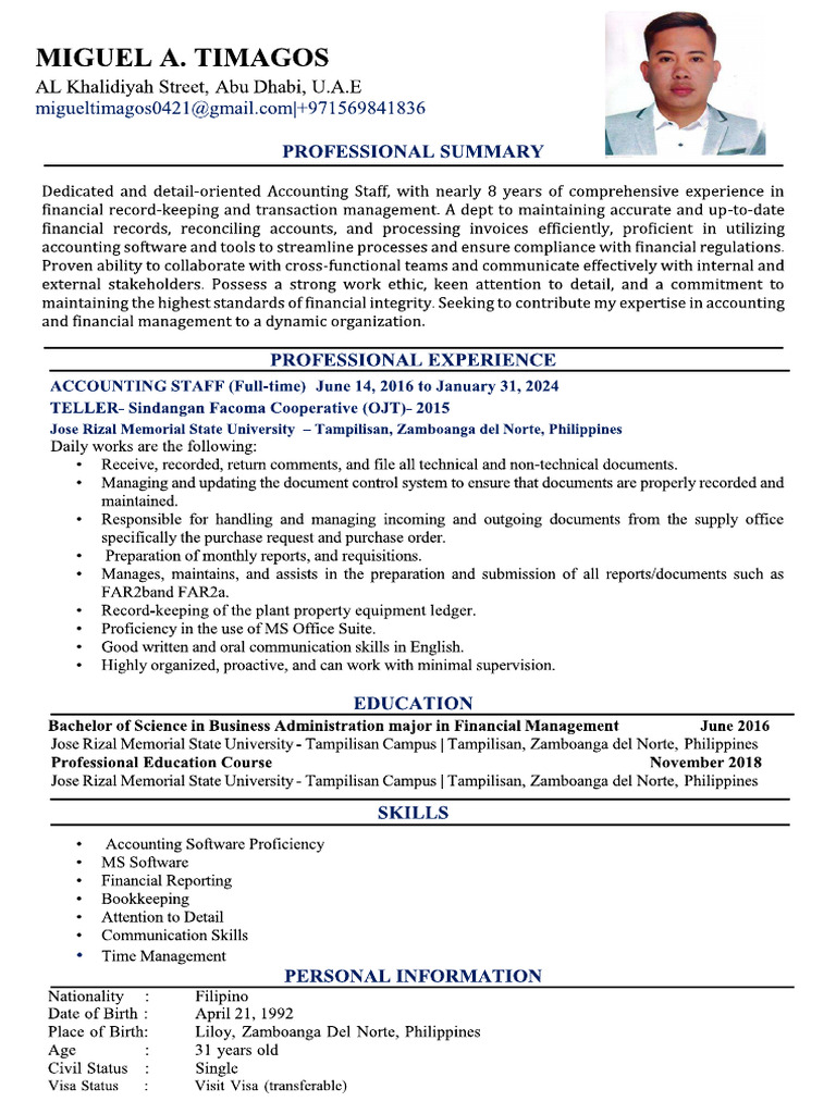 Miguel A. Timagos - CV2 | PDF
