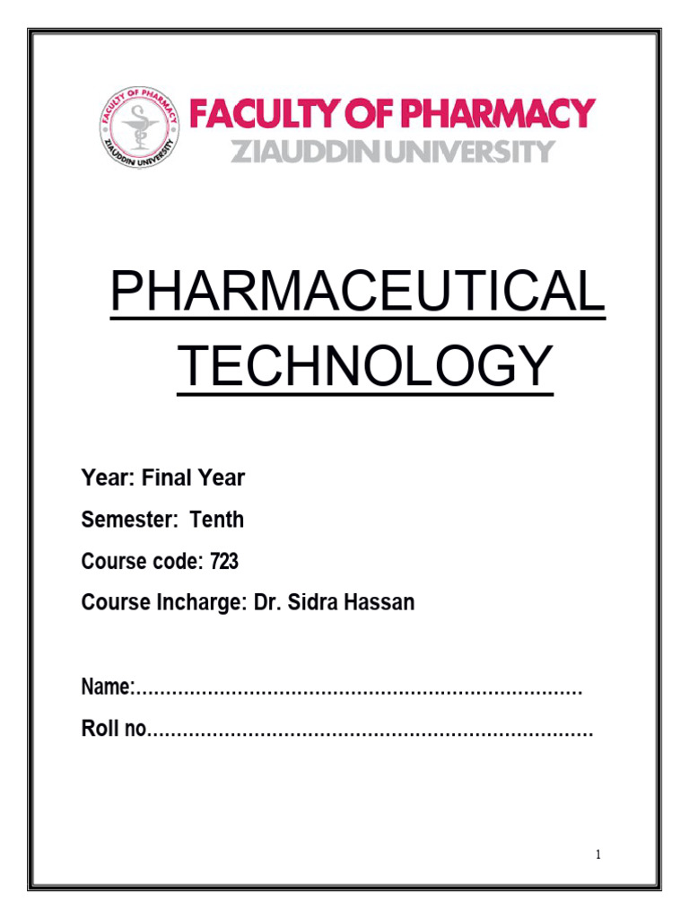 Pharmtech 1-6ex 10th Semester | PDF | Mill (Grinding)