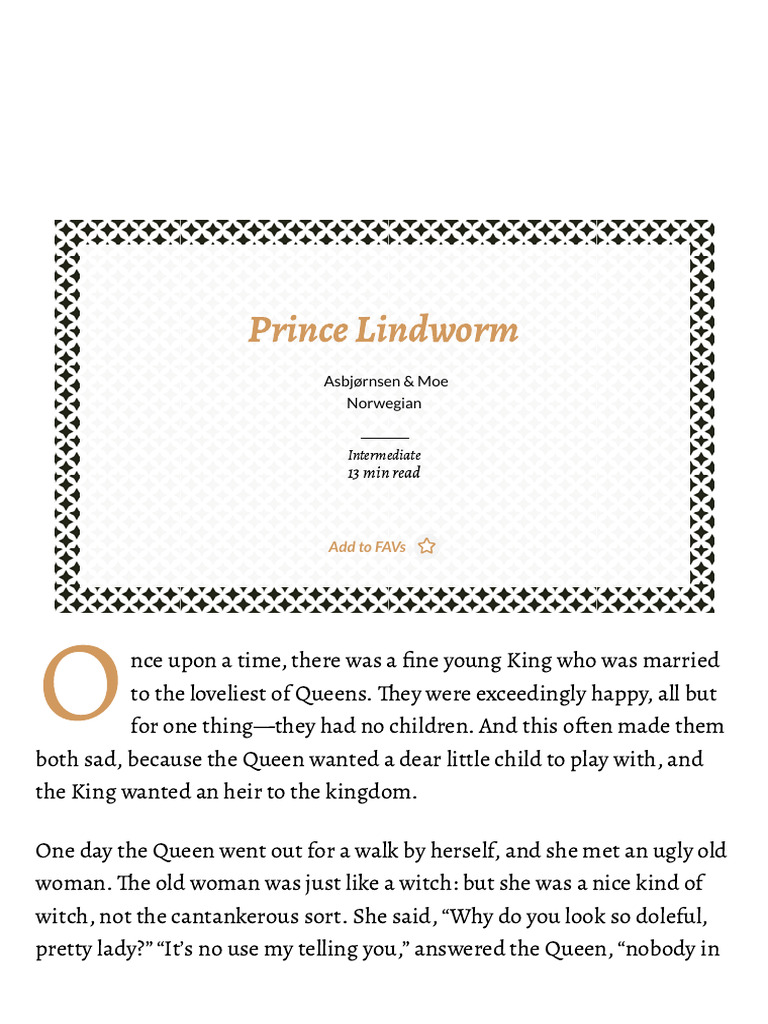 Prince Lindworm - Asbjørnsen & Moe | PDF