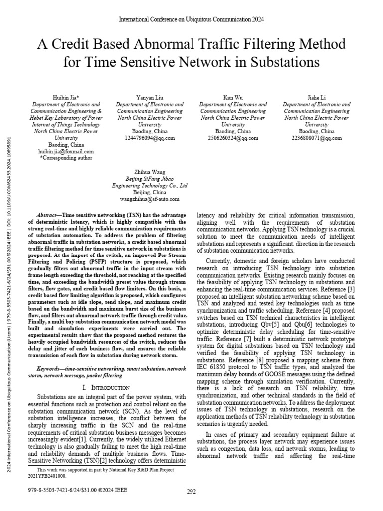 A Credit Based Abnormal Traffic Filtering Method For Time Sensitive ...