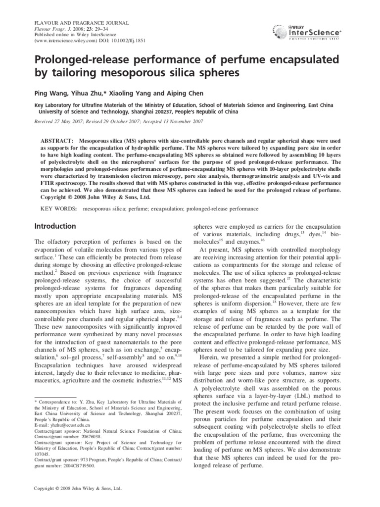Prolonged-Release Performance of Perfume Encapsulated by Tailoring ...