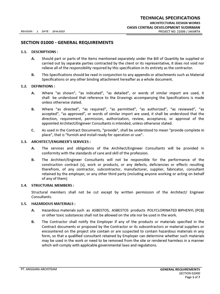Ocs - Section 01000 - General Requirements - r1 | PDF | Specification (Technical Standard ...