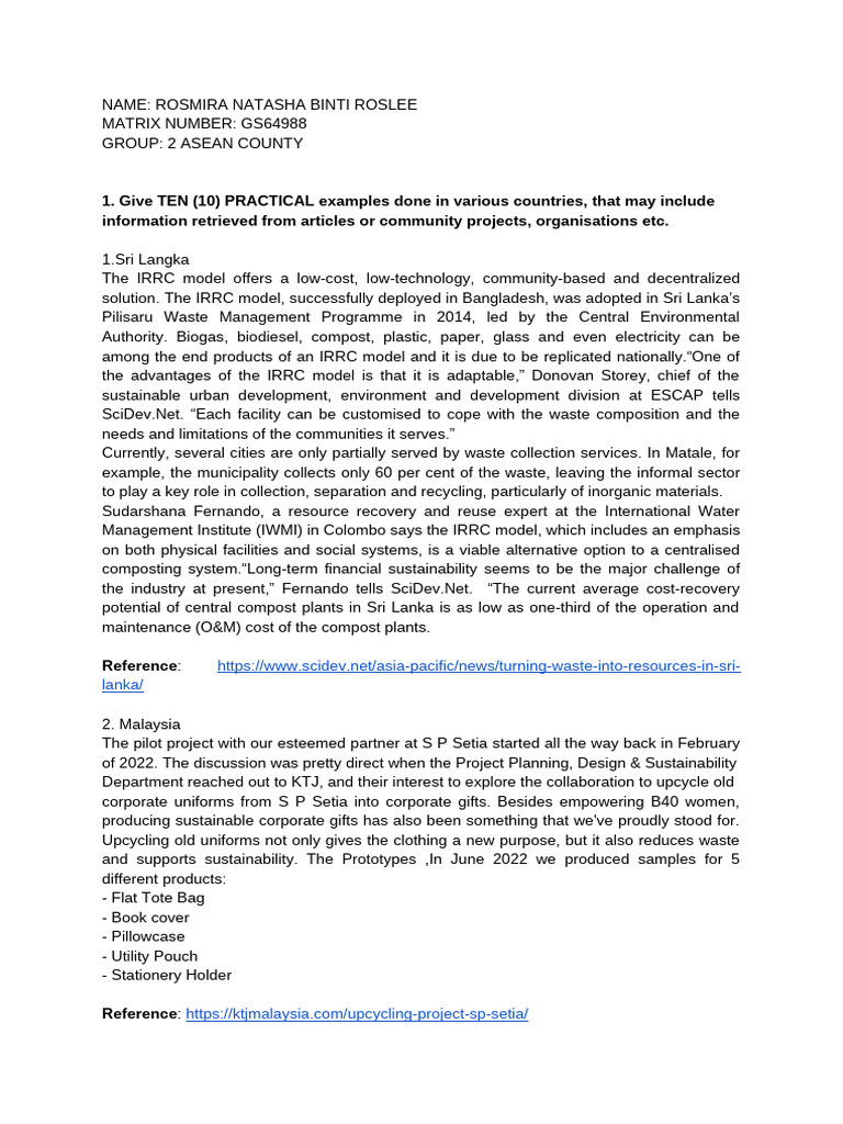 Practical Waste Management Solutions in ASEAN | PDF | Waste | Municipal ...