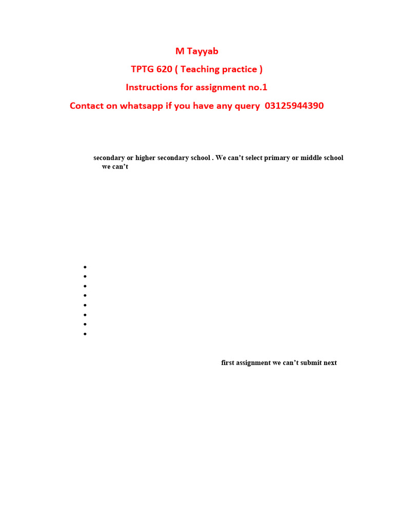 TPTG 620 Assignment 1 | PDF