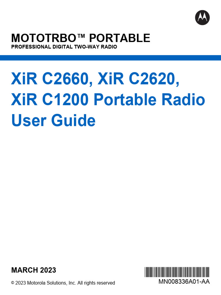 MN008336A01 AA Multilingual MOTOTRBO XiR C2660 XiR C2620 XiR C1200 ...