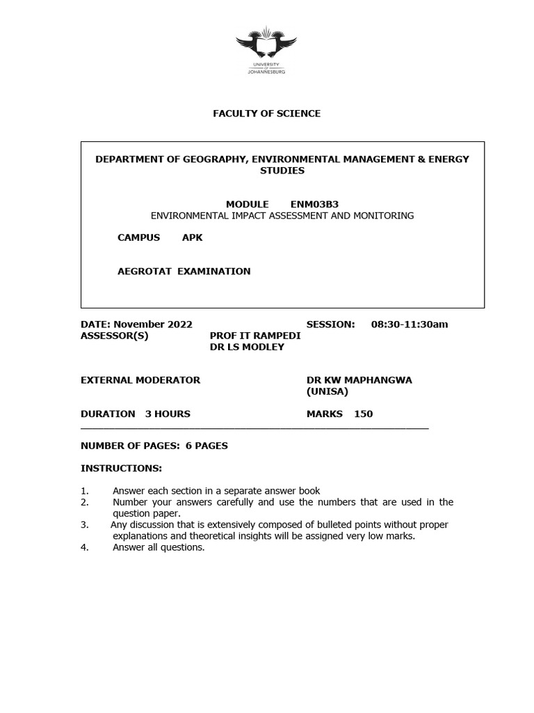 Environmental Impact Assessment Exam 2022 | PDF | Economies | Natural ...