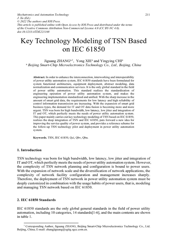 Key Technology Modeling of TSN Based On IEC 61850 | PDF | Computer Network | Computing