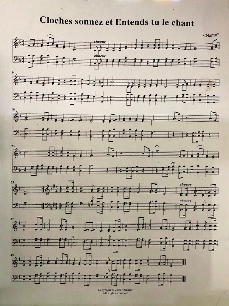 Cloches Sonnez Et Entends Tu Le Chant | PDF