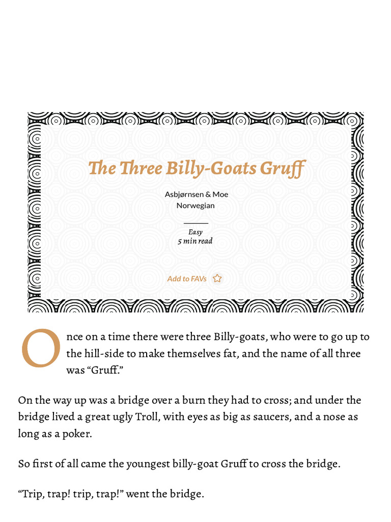 Three Billy-Goats Gruff Story PDF | PDF | Caprids | Scandinavian Folklore