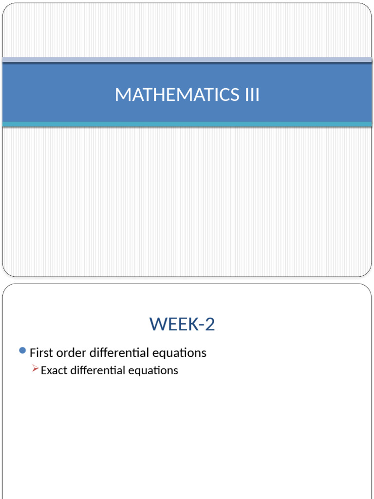 MATHEMATICS III-Week 2-Exact Differential Equations | PDF | Teaching Methods & Materials