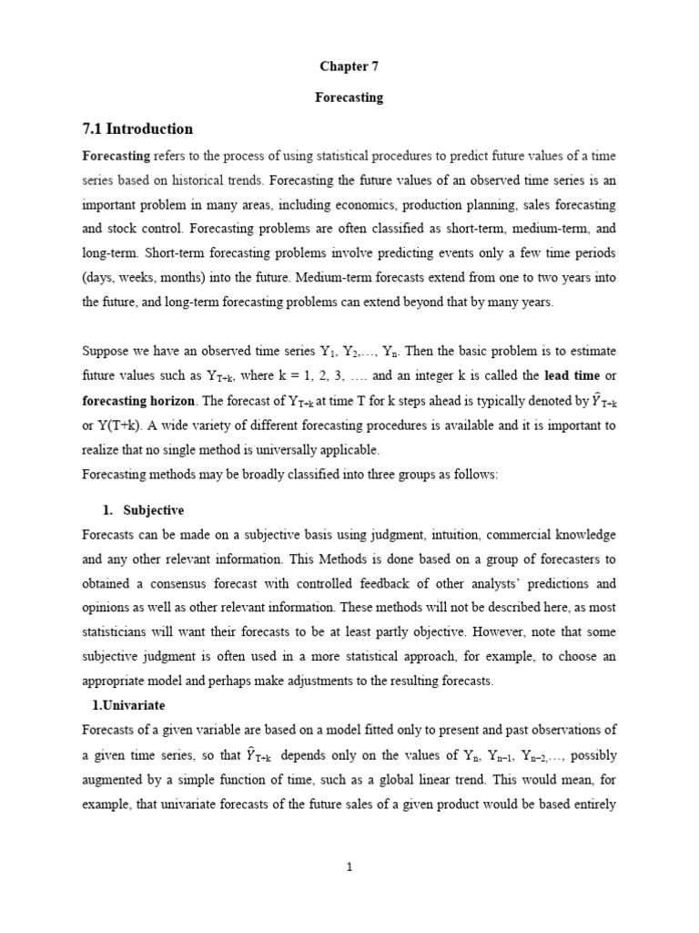 CH 7 Forecasting | PDF | Forecasting | Time Series