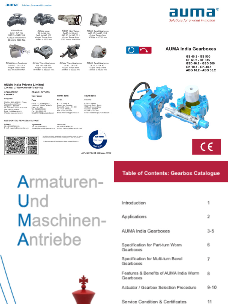 AUMA Gearbox Catalogue Overview | PDF | Valve | Gear