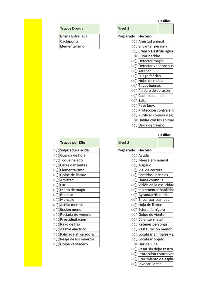 Lista Druida v2 | PDF