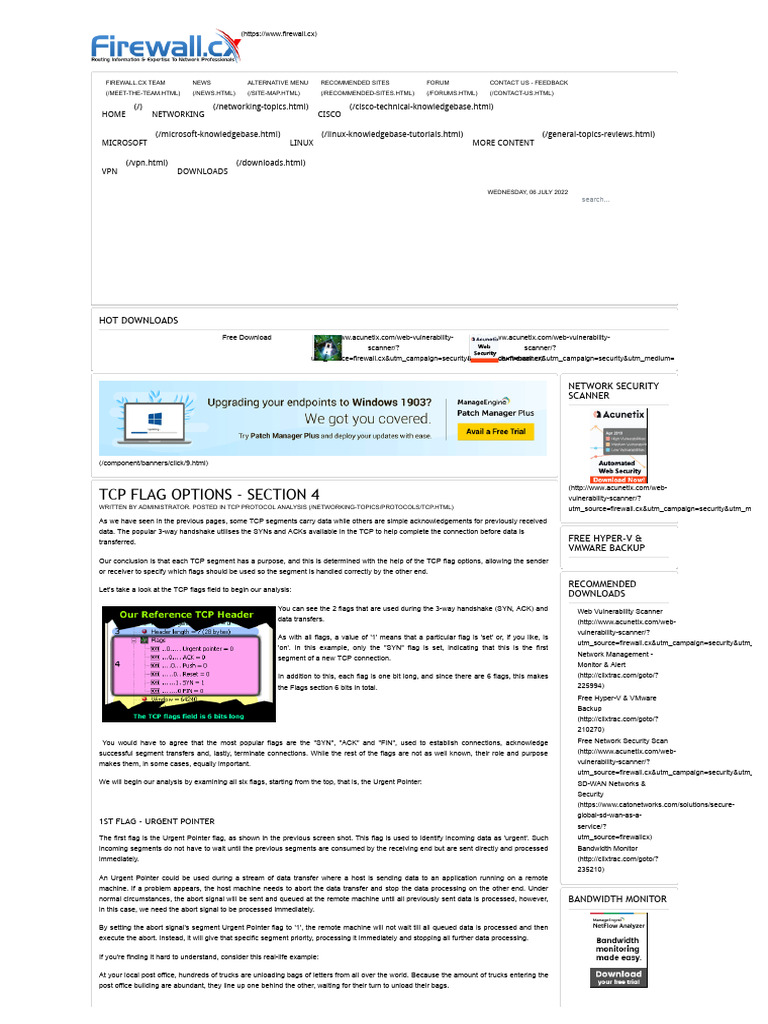 TCP Flag Options - Section 4 | PDF | Transmission Control Protocol | Port (Computer Networking)