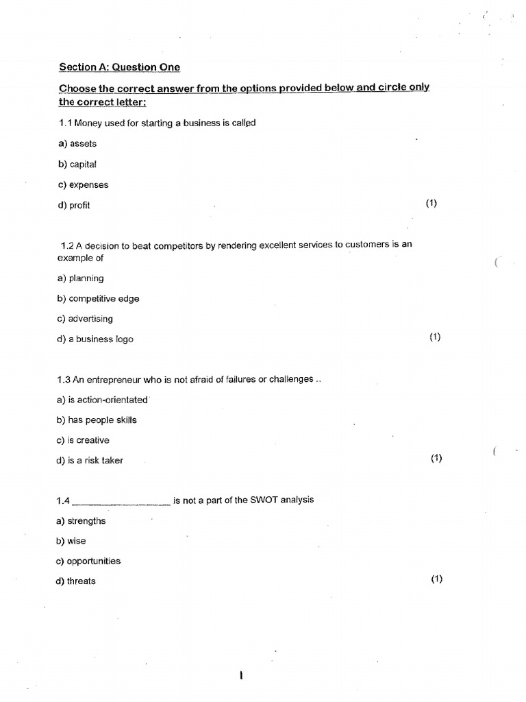 Multiple Choice Questions EMS Grade 7 | PDF