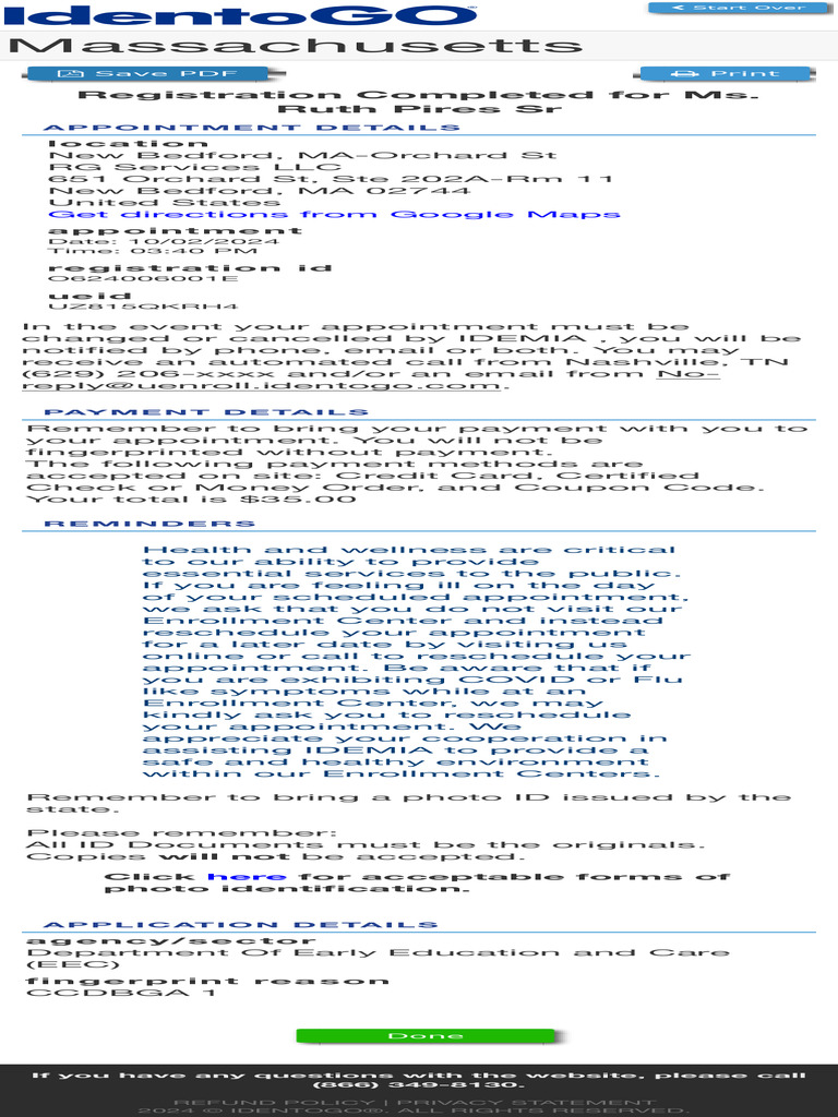 Massachusetts Appointment Confirmation | PDF