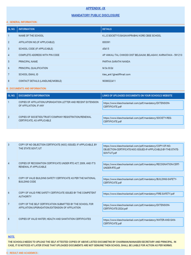 Mandatory Disclosure Details | PDF