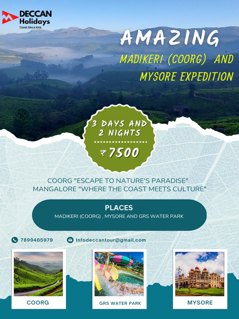 3-Day Coorg & Mysore Tour Package | PDF
