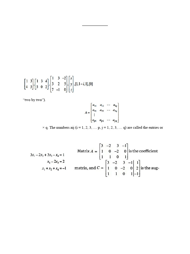 Matrix Algebra | PDF