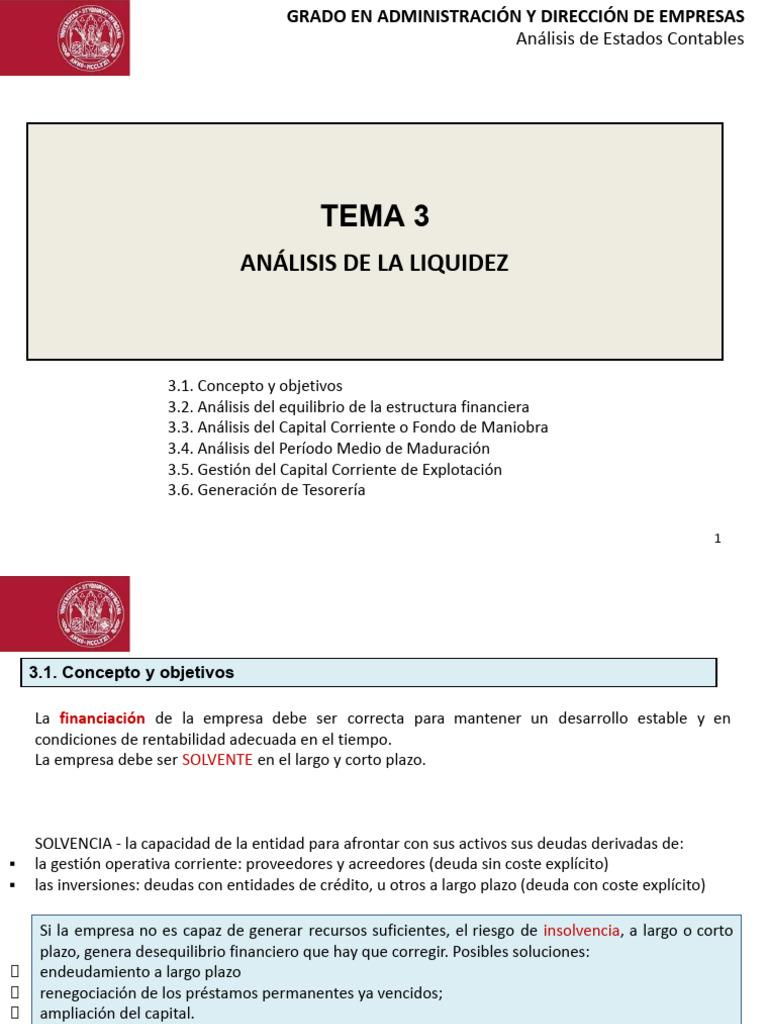 Tema 3. Análisis de La Liquidez | PDF | Capital de trabajo | Liquidez de mercado