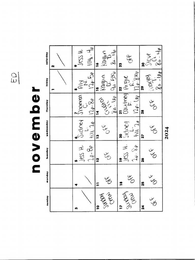 ED Nov Schedule | PDF